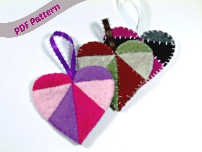 Felt Patch Heart Ornament PDF Pattern - Etsy