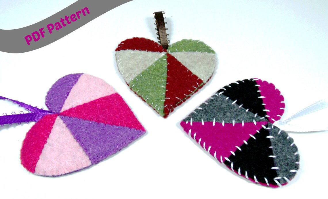 Felt Patch Heart Ornament PDF Pattern - Etsy