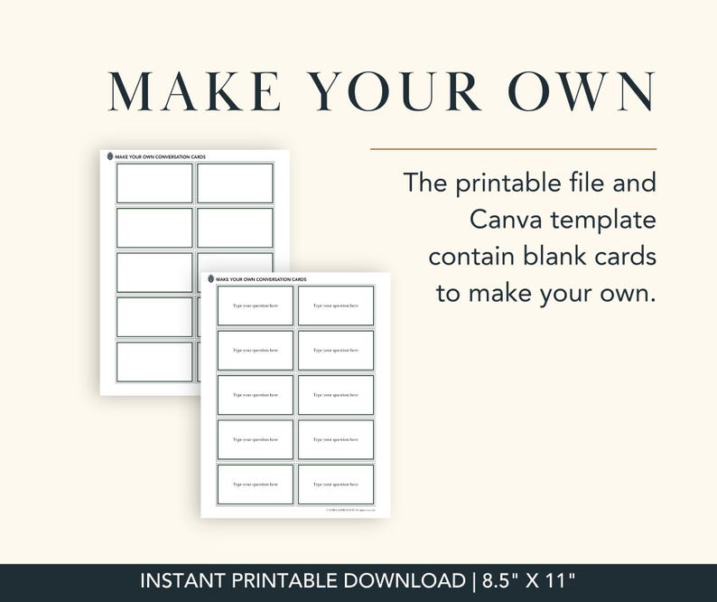 Conversation Cards Bundle - Printable and Canva Template - Etsy