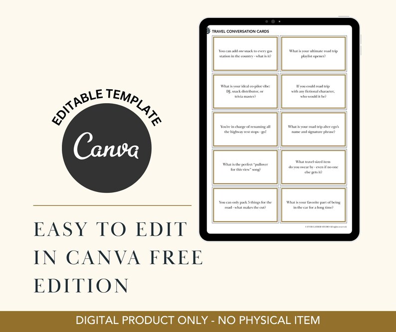 Travel Conversation Cards - Printable and Canva Template - Etsy