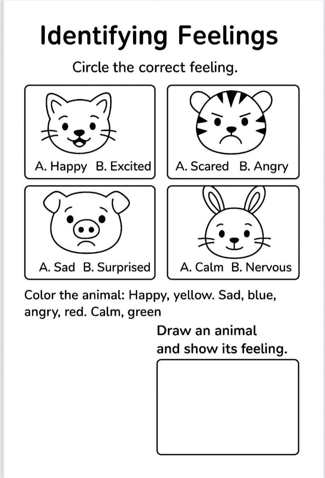 Identifying Feelings Worksheet – Printable Preschool Activity With ...
