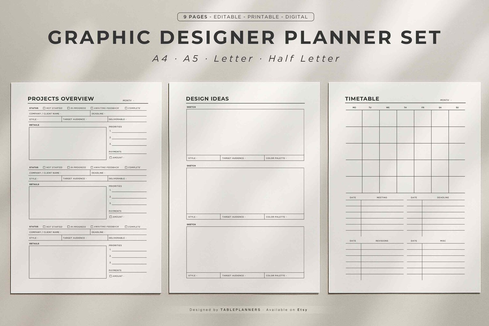 Graphic Designer Planner Bundle | Freelance Productivity Planner ...