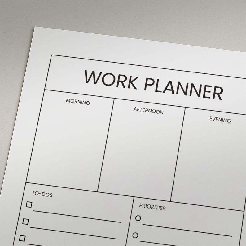 Minimalist Printable Work & Study Planner PDF | Fillable Productivity ...