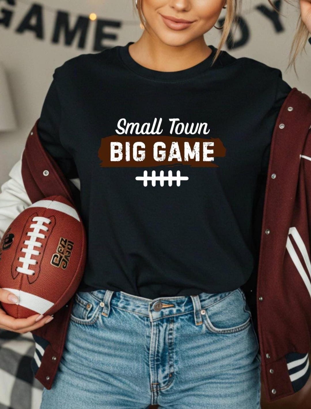 Small Town Football Shirt: Black Unisex Tee, Friday Night Lights Spirit ...