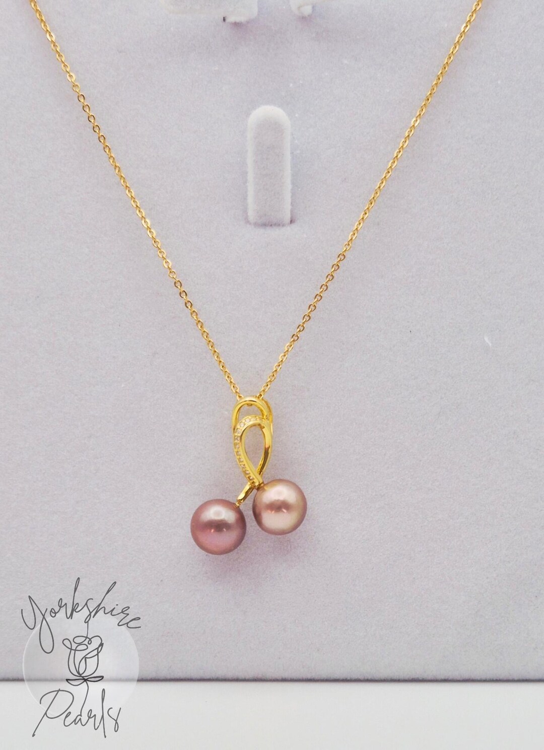 Double Edison Pearl Golden Ribbon Pendant - Etsy