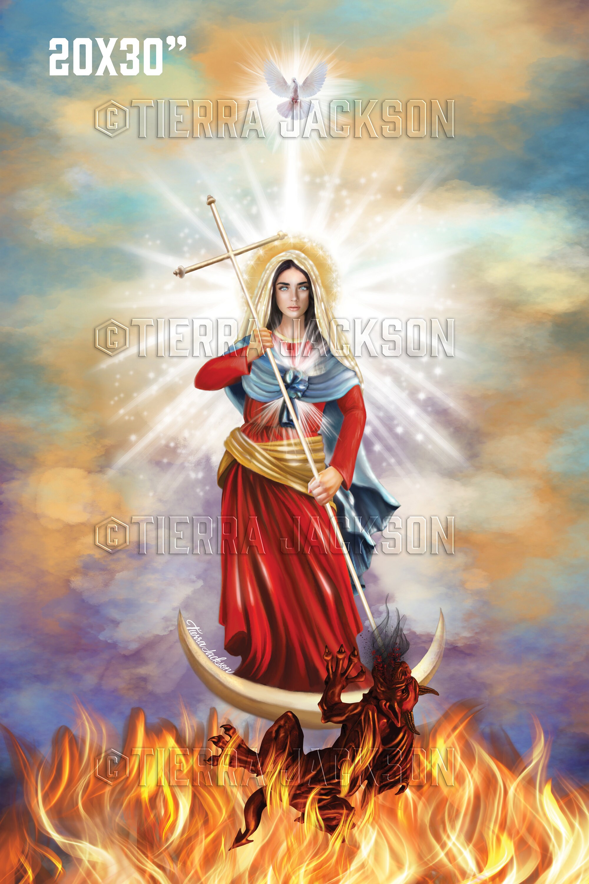 Virgin Most Powerful by Tierra Jackson: Religious Stretched Canvas Art ...