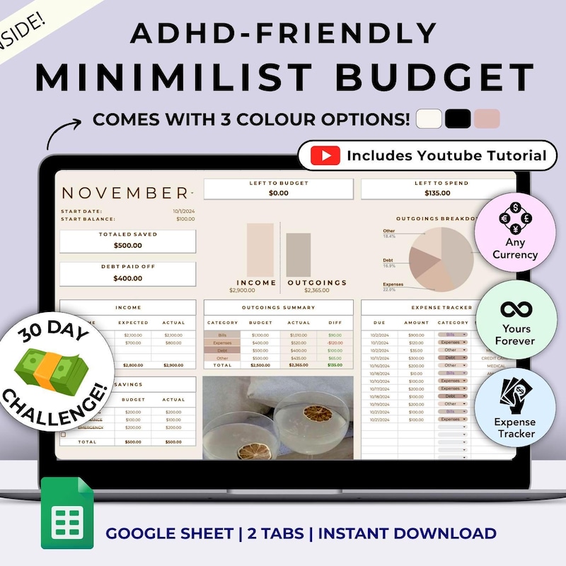 Adhd Simple Budget - Etsy UK