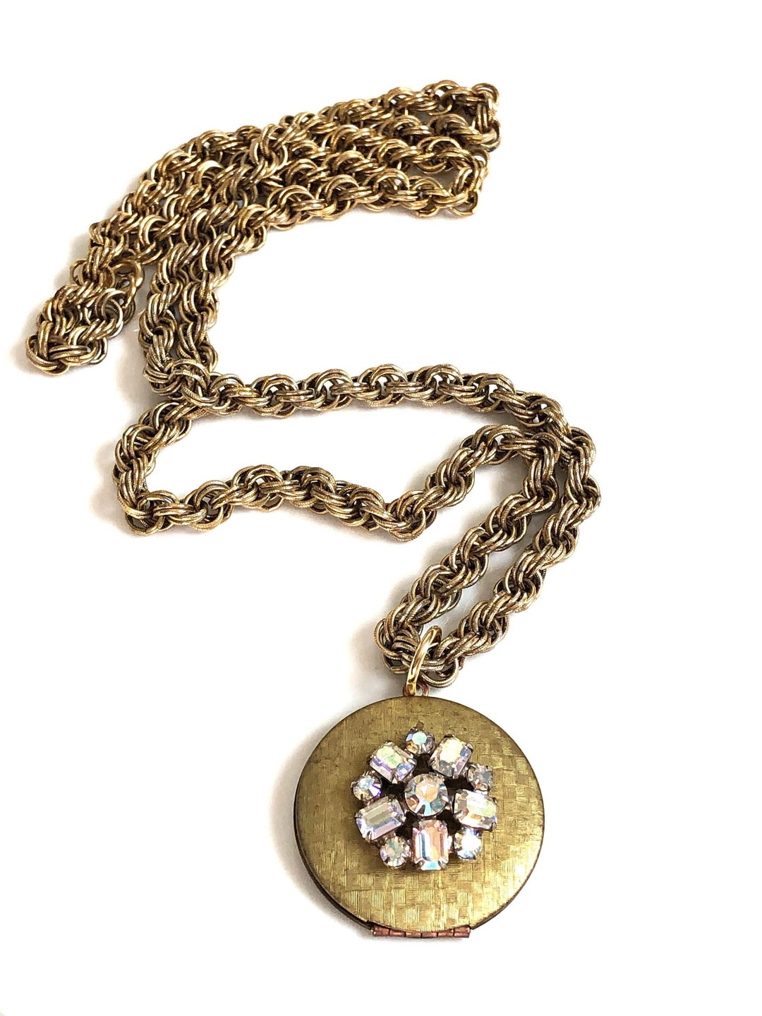 Vintage Antique Gold Photo Locket Necklace, Long Chunky Gold Necklace ...