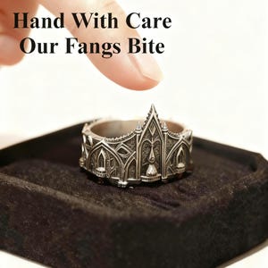 Gothic Cathedral Silver Ring: Intricate Architecture Statement Jewelry ...
