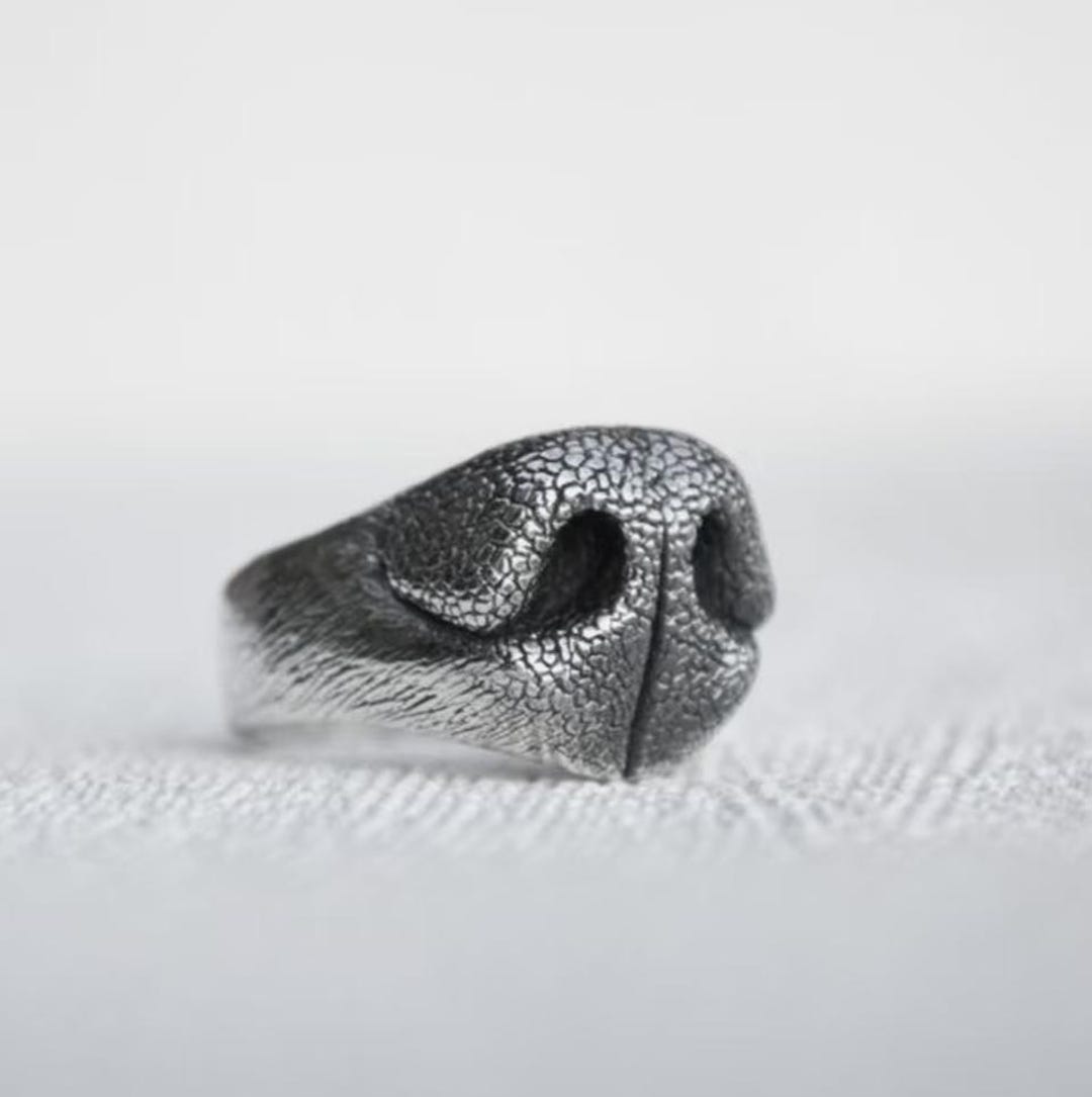 Dog Nose Ring, Oxidized Sterling Silver Pet Memorial Jewelry - Etsy