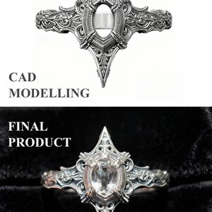 Gothic Cathedral Silver Ring: Intricate Architecture Statement Jewelry ...