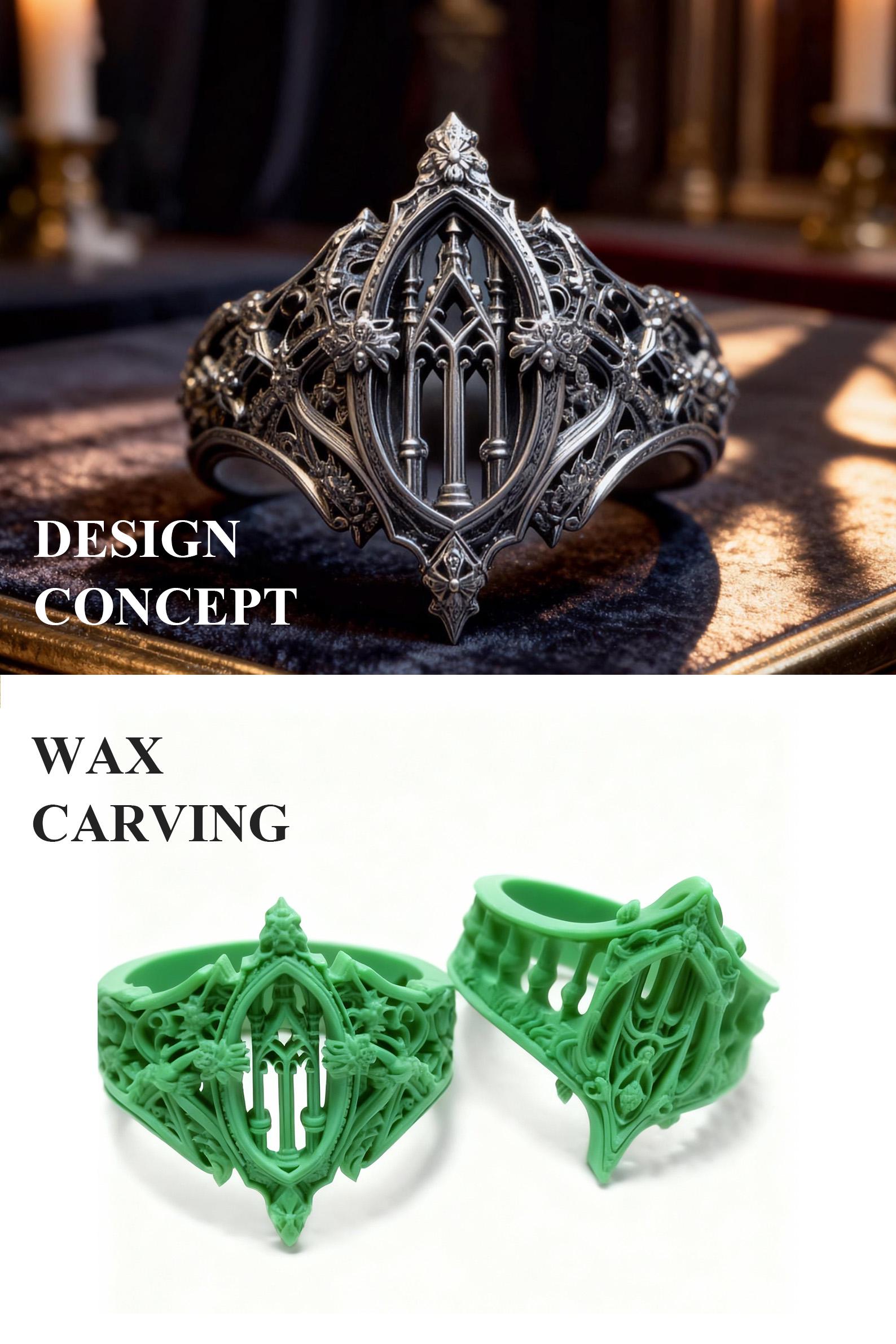Cathedral Throne Ring, Handcrafted 925 Sterling Silver Crown Ring ...