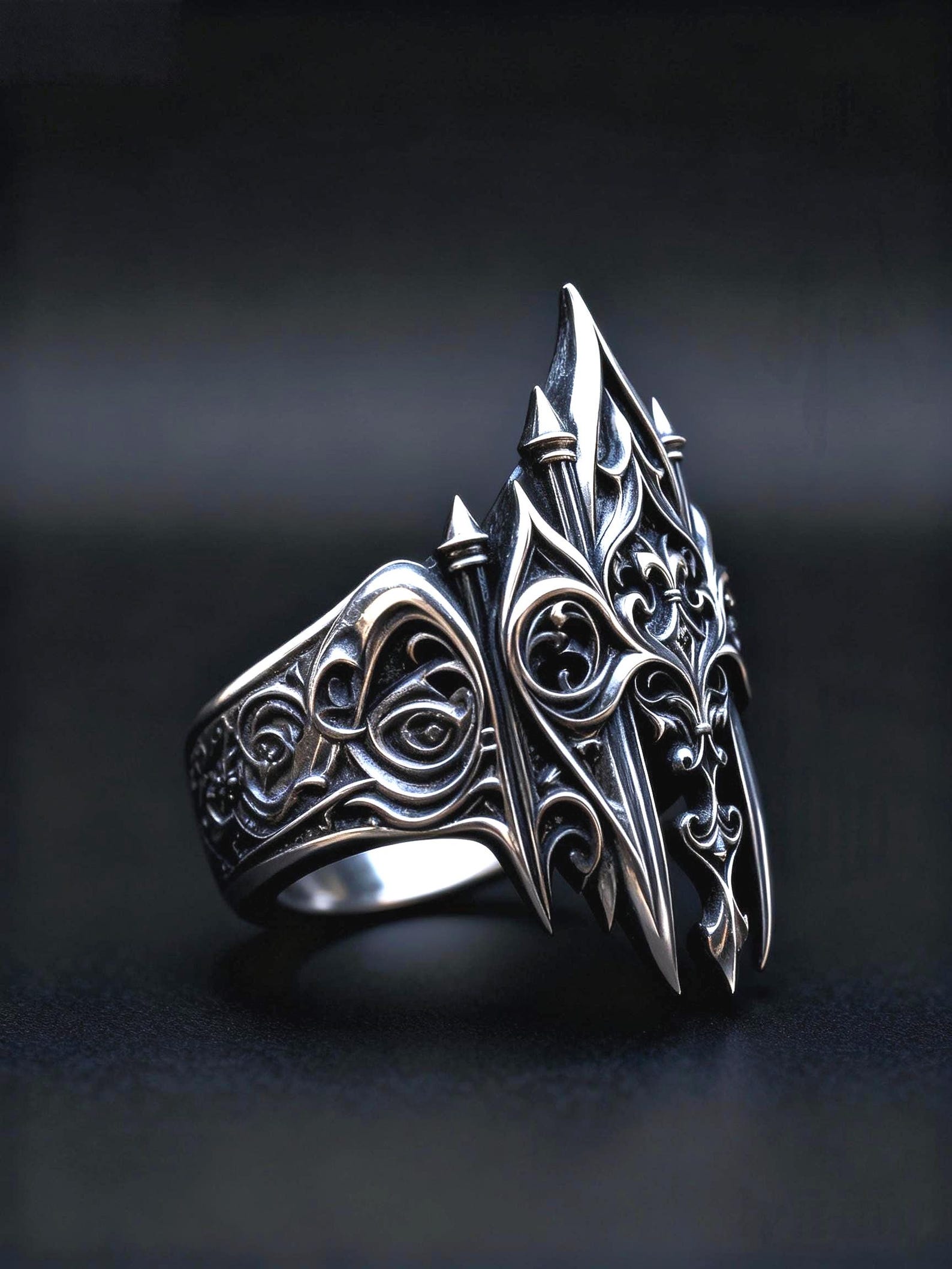 Paladin Armor Ring, Handmade Sterling Silver Gothic Fleur-de-lis ...