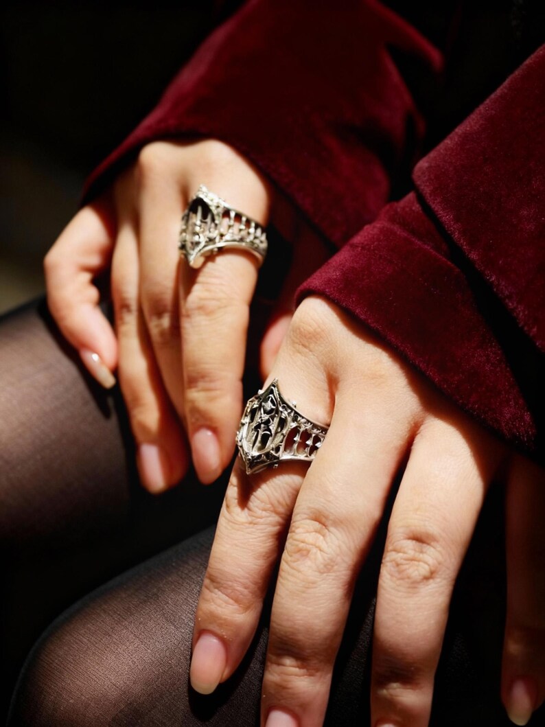 Gothic Cathedral Silver Ring: Intricate Architecture Statement Jewelry ...