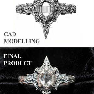 Cathedral Throne Ring, Handcrafted 925 Sterling Silver Crown Ring ...