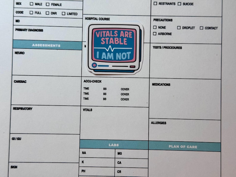 Funny Nurse Sticker- Vitals Are Stable I Am Not Sticker – Healthcare ...