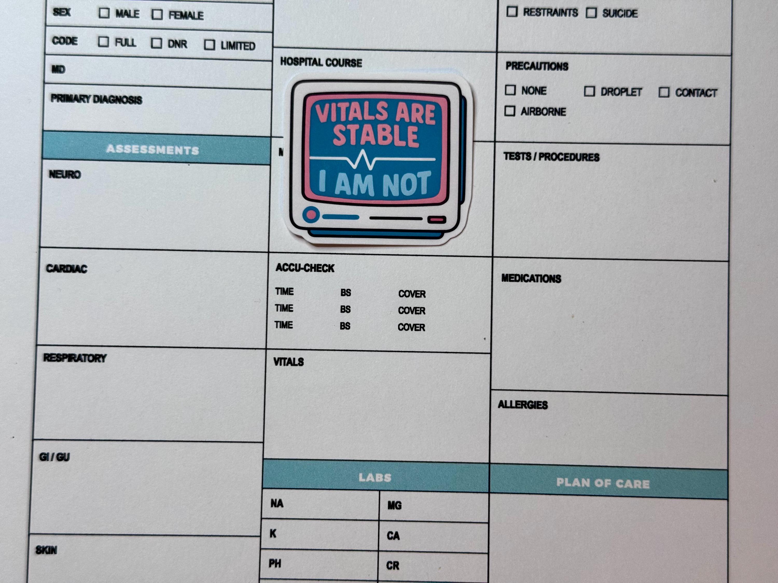 Nurse Sticker- Vitals Are Stable I Am Not Sticker – Healthcare Humor ...