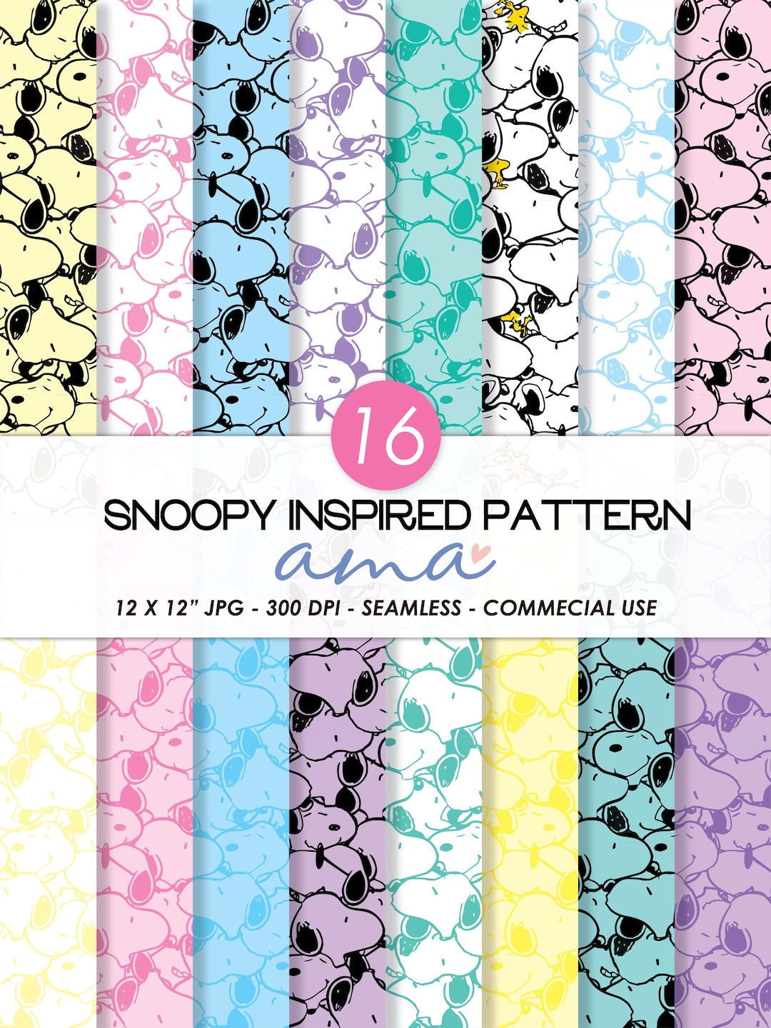 LOVES Snooppy Digital Paper Pack - Charlie Dog Friend Clipart Paper ...