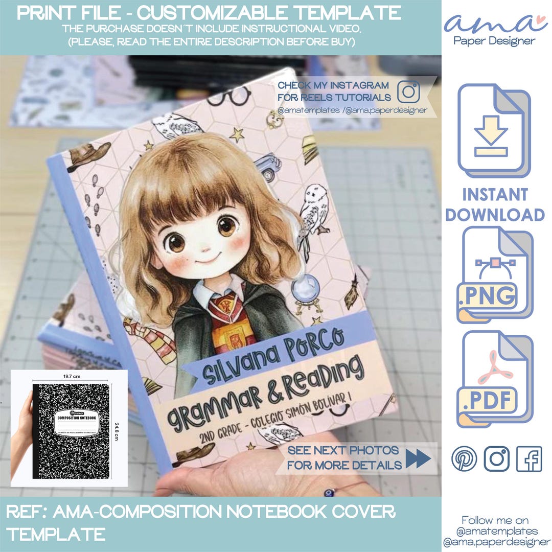 AMA Composition Notebook Cover Template- Composition Book Cover ...