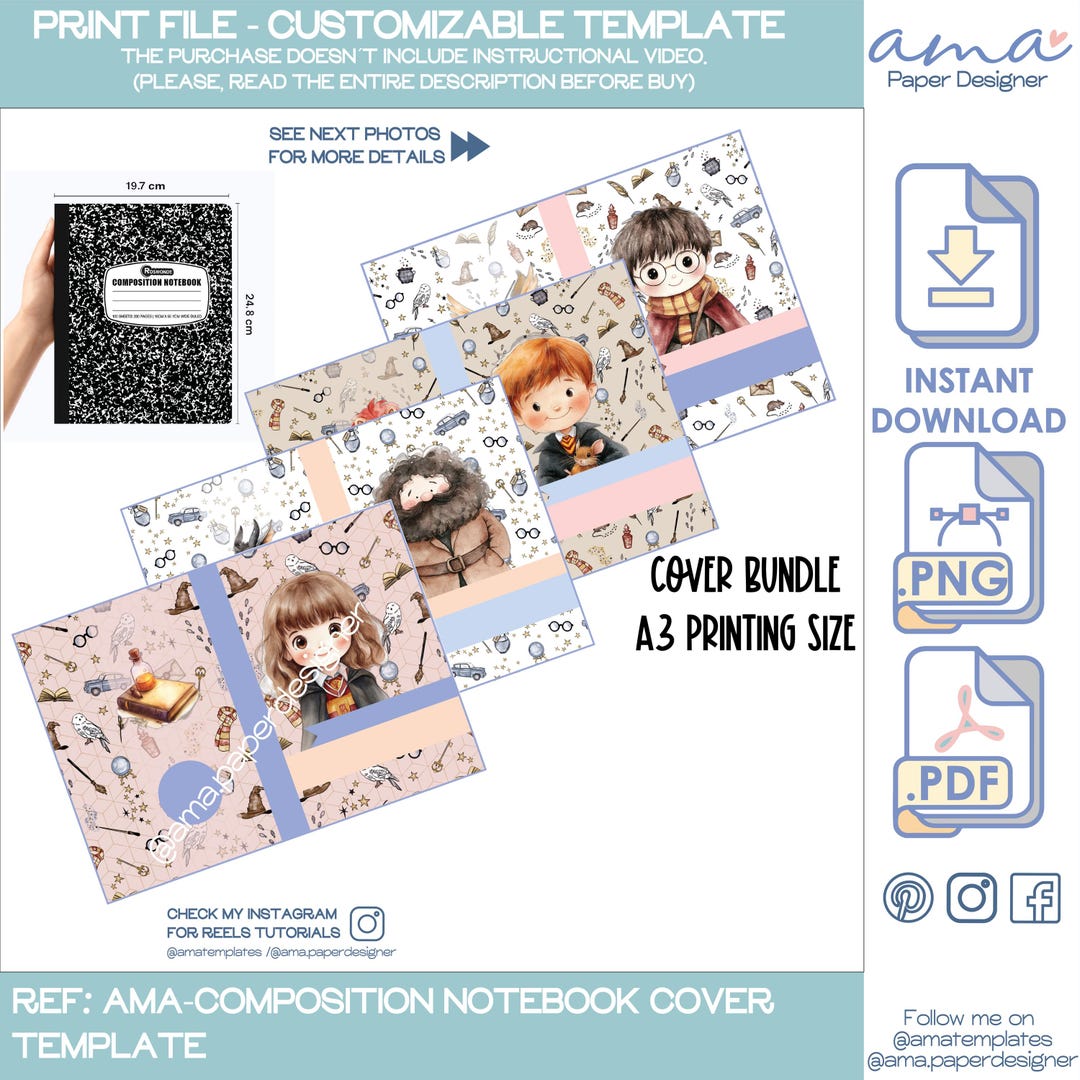 AMA Composition Notebook Cover Template- Composition Book Cover ...