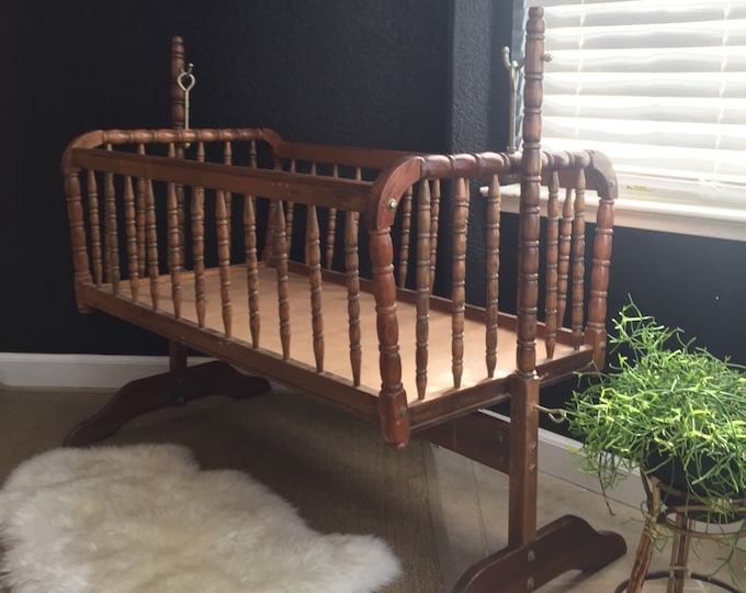 Vintage Wooden Rocking Jenny Lind Baby Crib / Spindle - Etsy