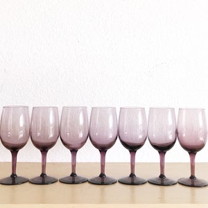 Set of 6 Libbey Amethyst Violet Purple Glass Champagne Wine Stemware ...