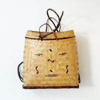 70s Italian Woven Rattan Backpack With Linen Flap Closure | Vintage ...