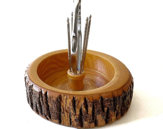 Mid Century Modern Tree Trunk Wood Nut Cracker Bowl Set / Log Nutcracker Serving Tray - Etsy