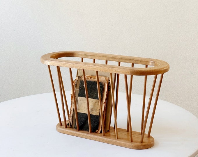 Mid Century Modern Wood Magazine Rack Holder With Spindle Bars - Etsy
