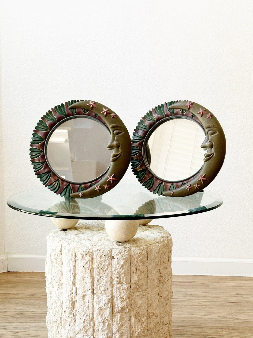 Celestial Sun Moon Wall Hanging Mirror / Man on the Moon Sculpture - Etsy