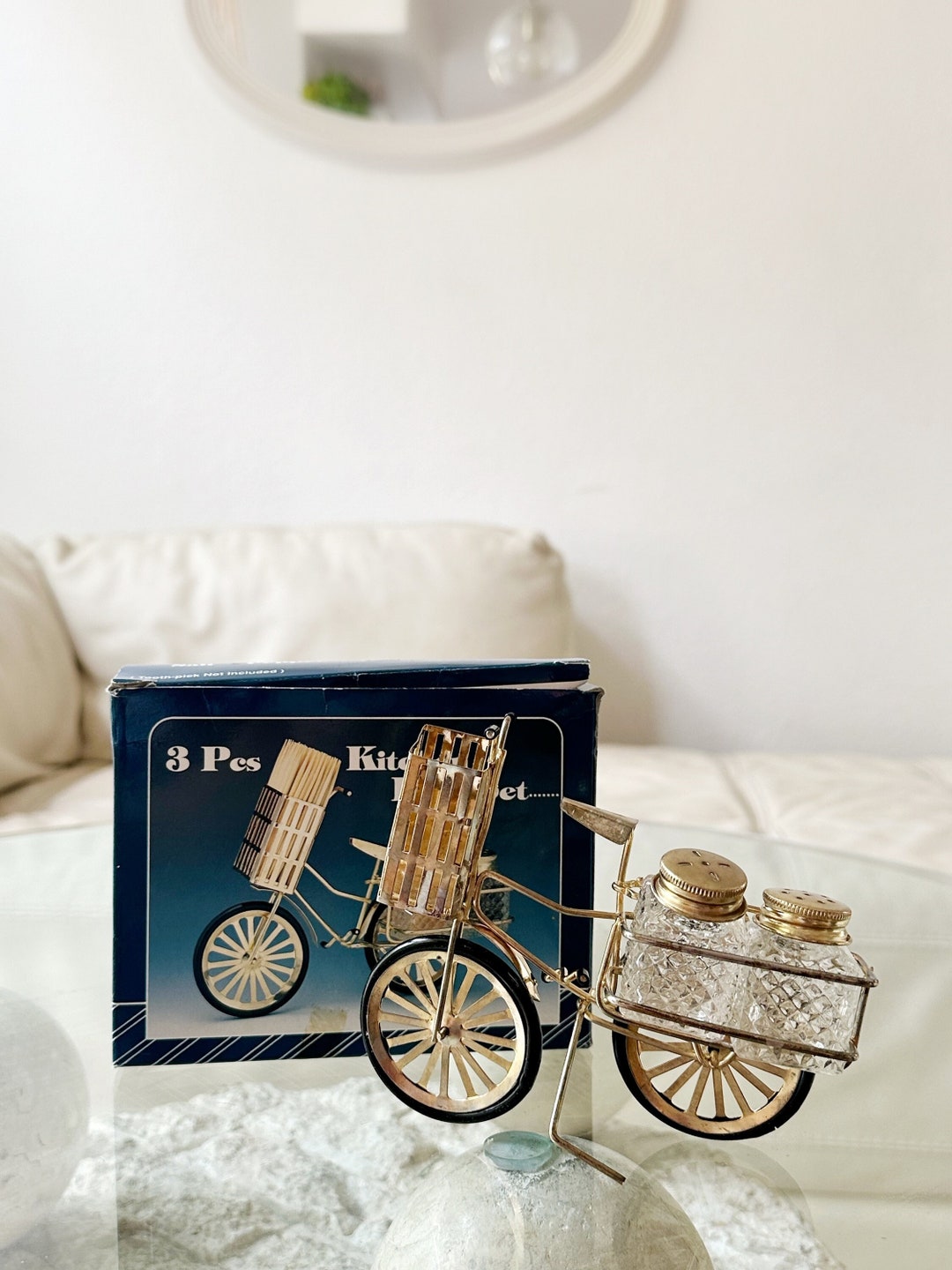 Metal Bike Salt and Pepper Shaker Set | Bicycle Figurine Toothpick ...