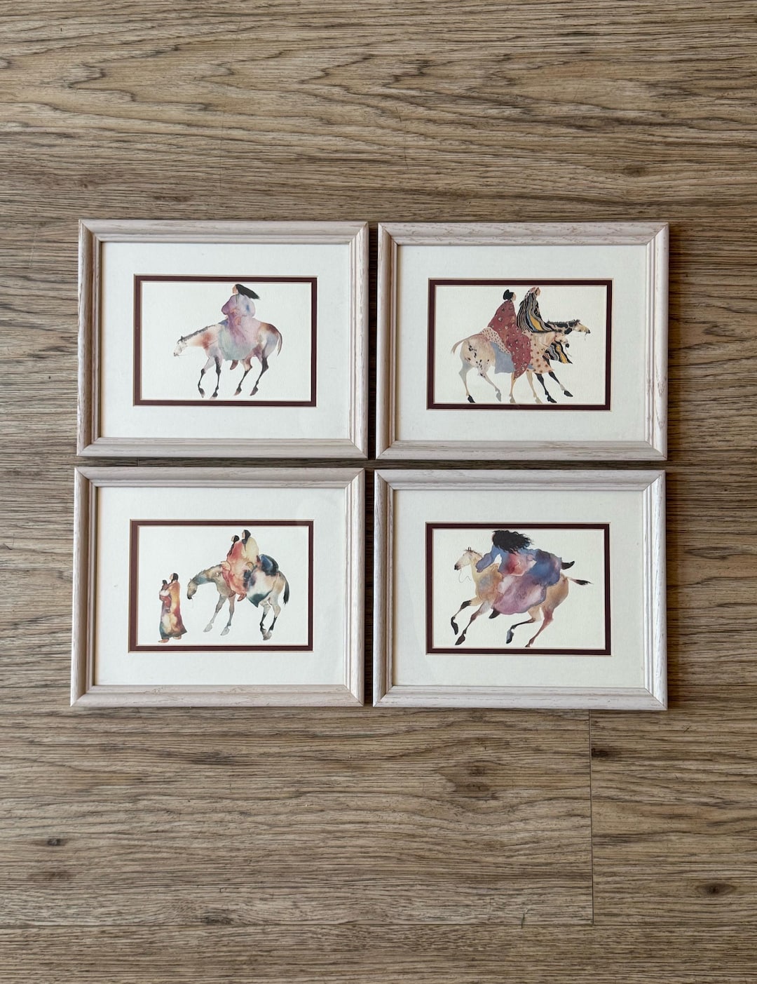 Vintage Carol Griggs Horse Rider Lithograph Watercolor Framed Card ...