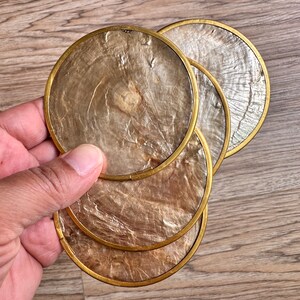 Set of 5 Capiz Sea Shell Drink Coasters / Mother of Pearl Trivets - Etsy