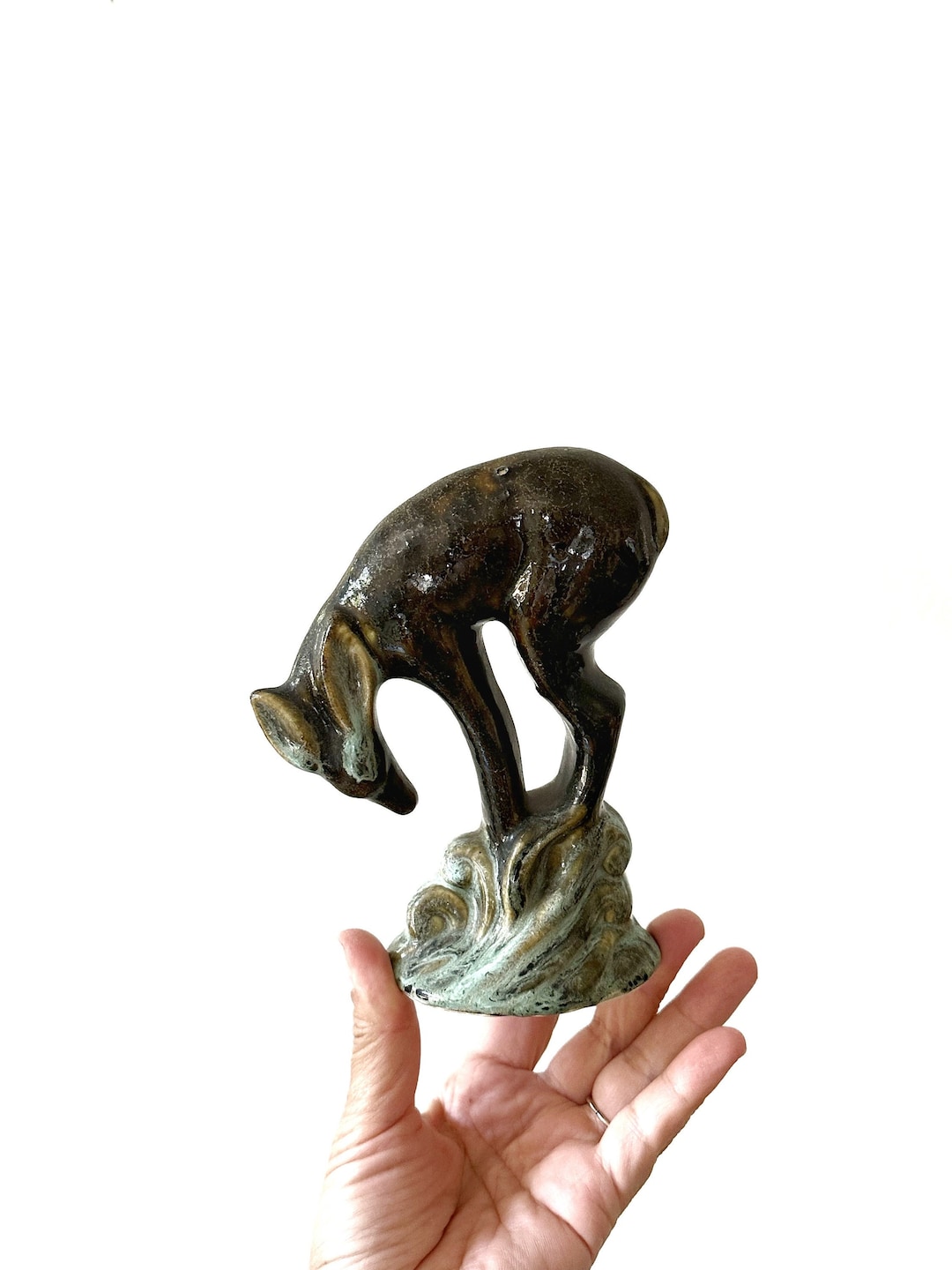 Mcm Brown Ceramic Deer Fawn Figurine Vase | Haeger Woodland Creature - Etsy