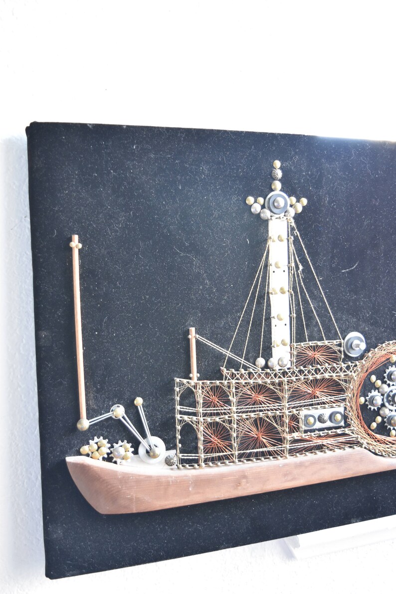 Signed Original Boat Ship Metal String Art Sculpture / Folk | Etsy