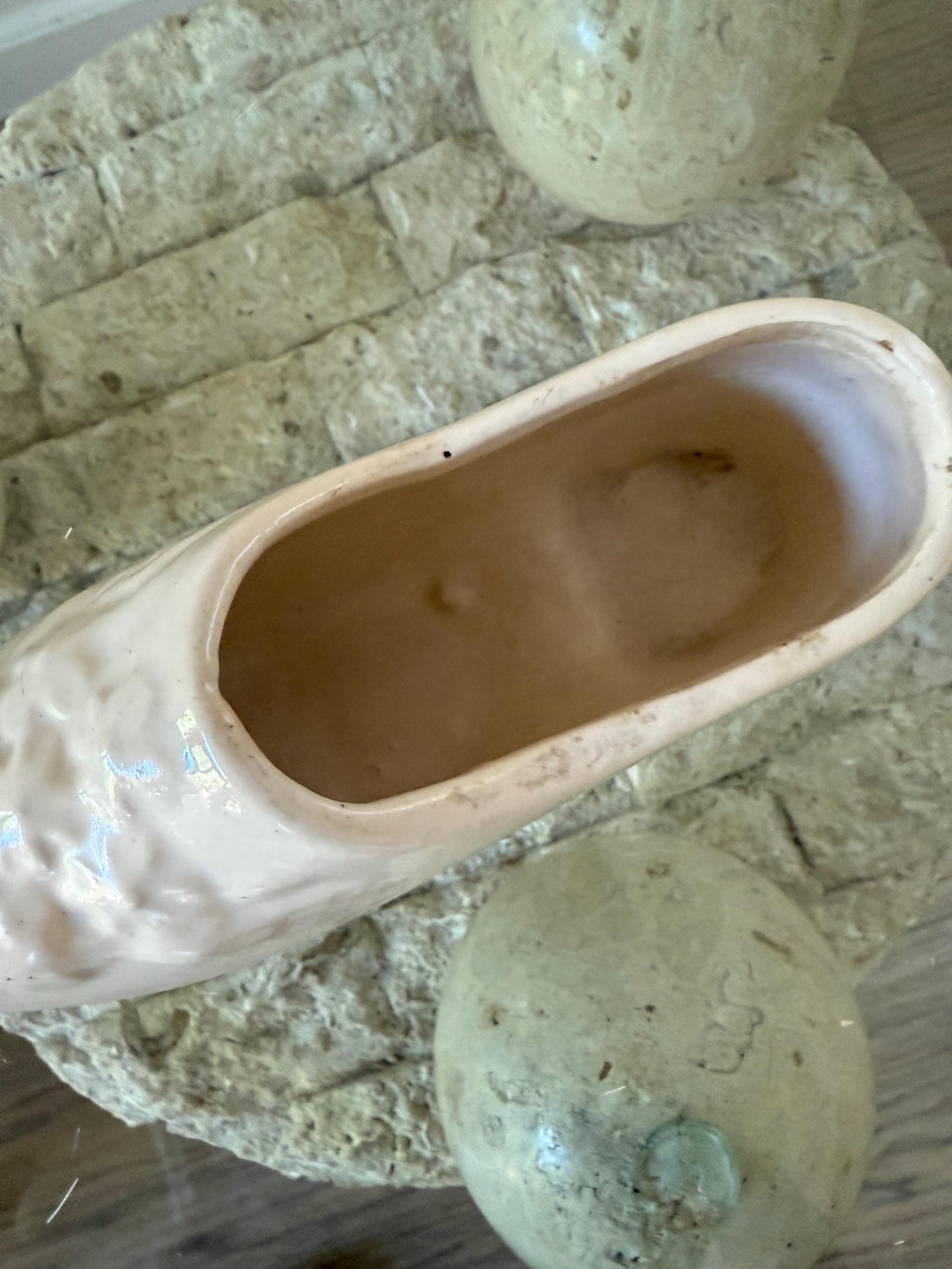 Mccoy Ceramic White Dutch Clog Shoe Planter Vase - Flower Pot - Etsy