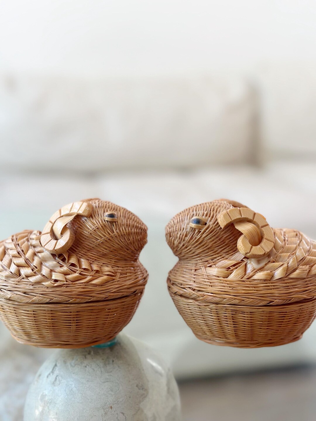 Set of Small Woven Rattan Ram Deer Basket Trinket Gift Boxes | Easter ...