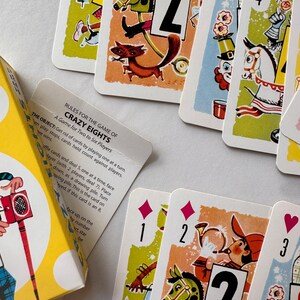 Vintage Crazy Eights Circus Playing Card Game Set Complete Full Deck ...