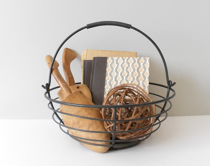 Modern Industrial Black Metal Round Wire Basket / Minimalist Bowl - Etsy