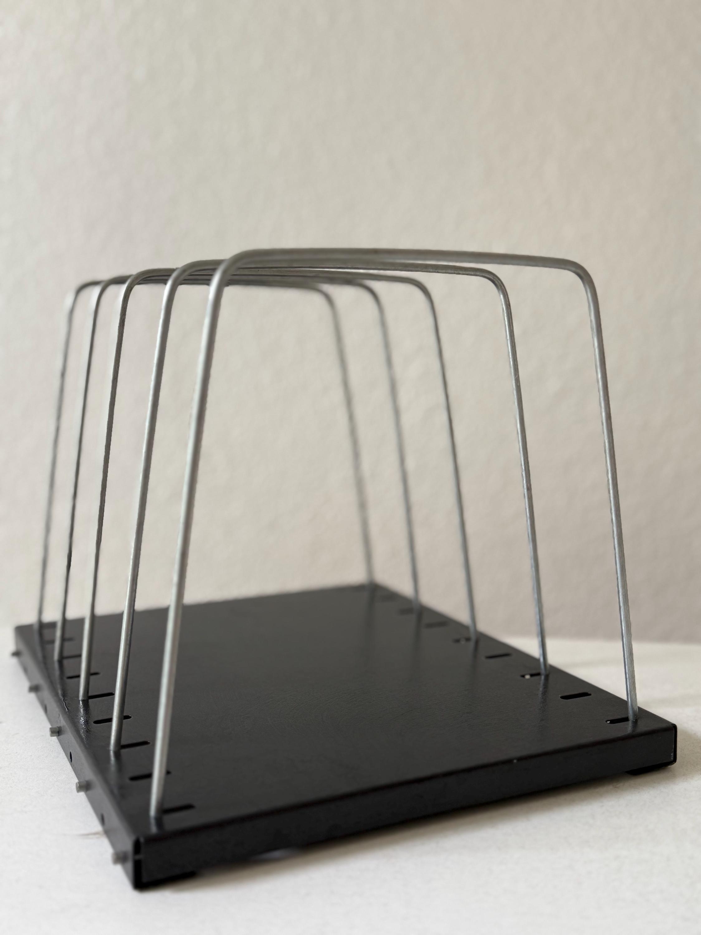 Black Industrial Metal Wire Paper File Tray Cabinet | Adjustable Lit ...