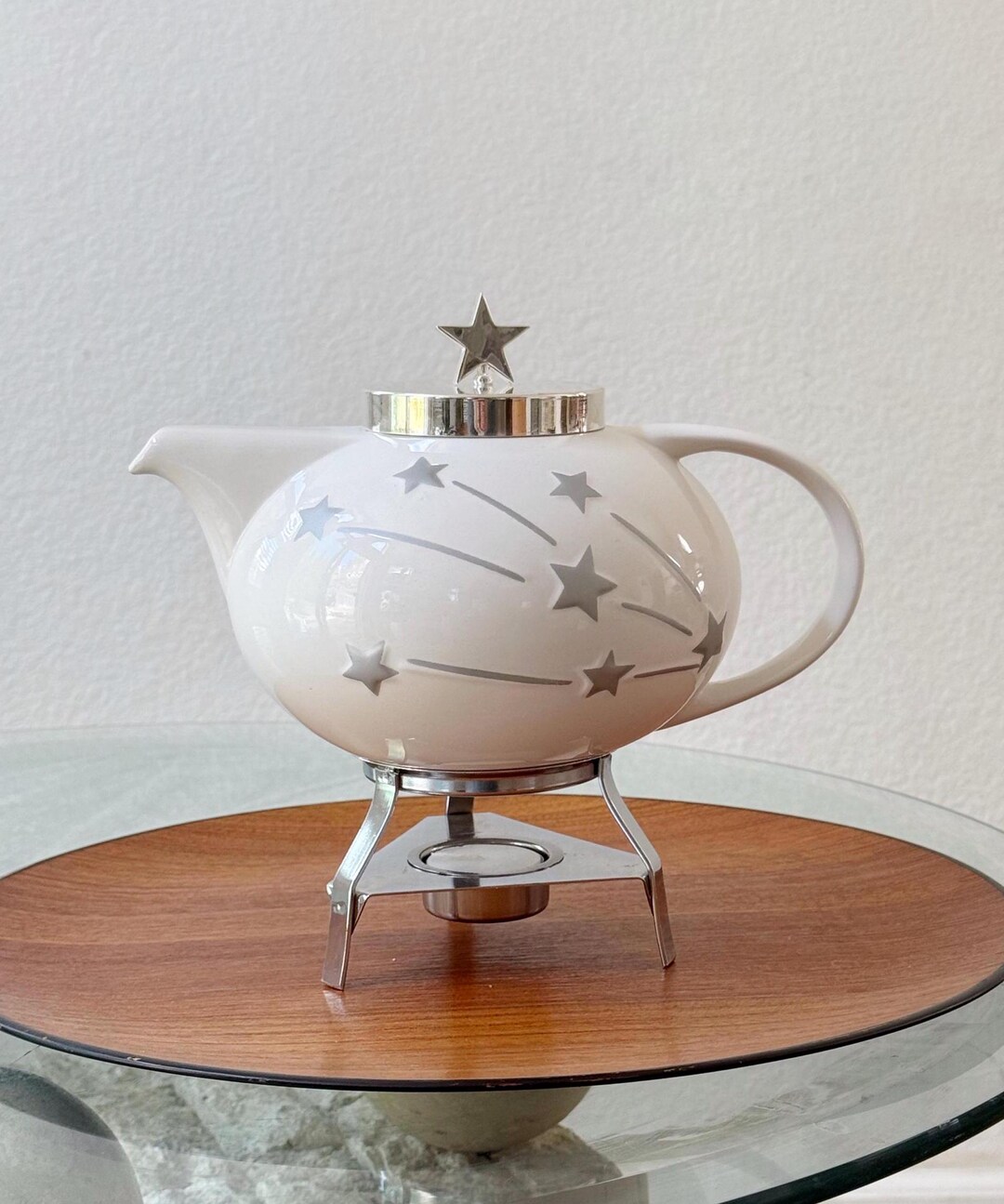 White Ceramic Teapot With Shooting Stars | Tea Light Warmer - Etsy