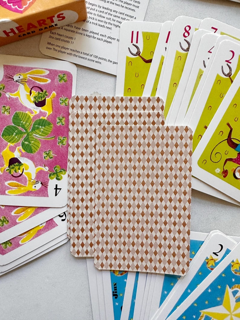 Vintage Animal Hearts Playing Card Game Set Complete Full - Etsy