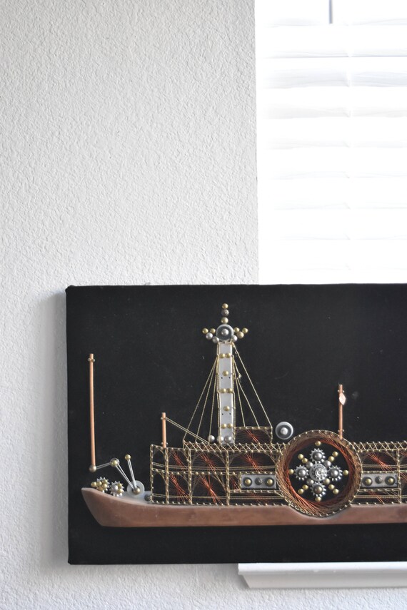 Signed Original Boat Ship Metal String Art Sculpture / Folk | Etsy