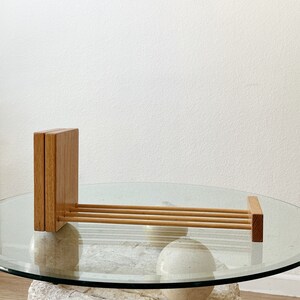 Mid Century Modern Adjustable Wooden Book Holder Sliding Office Shelf ...