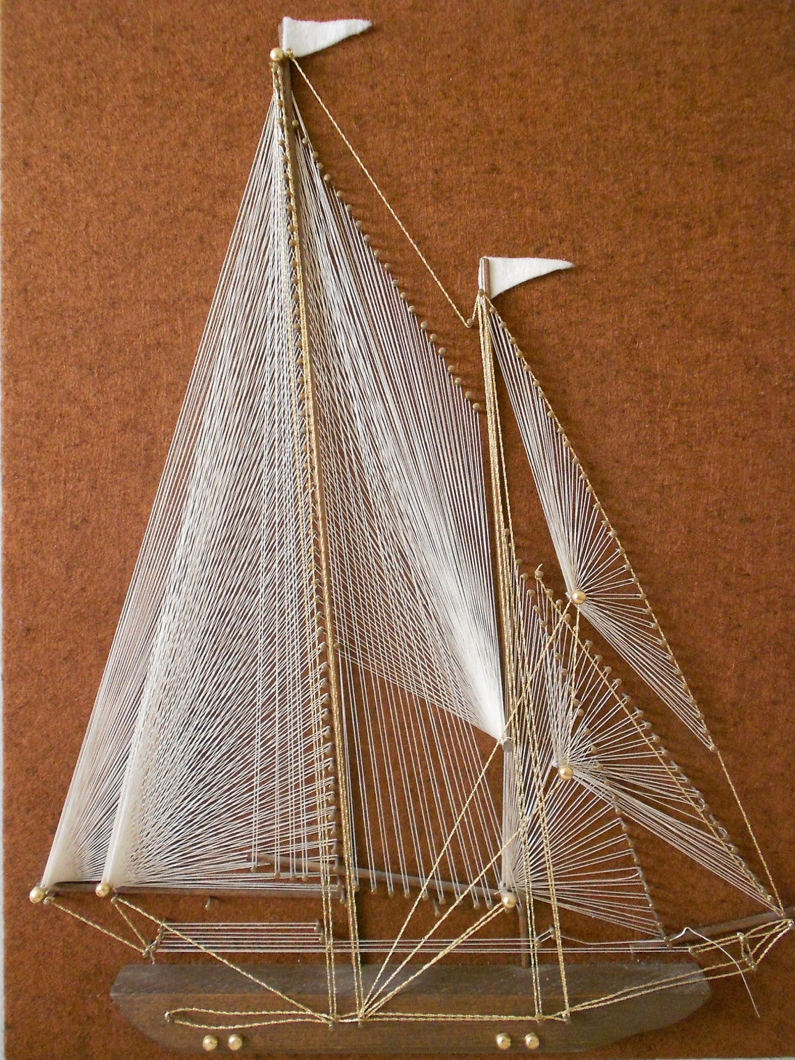 1960s Sail Boat String Art Picture Nautica Wall Decor Etsy