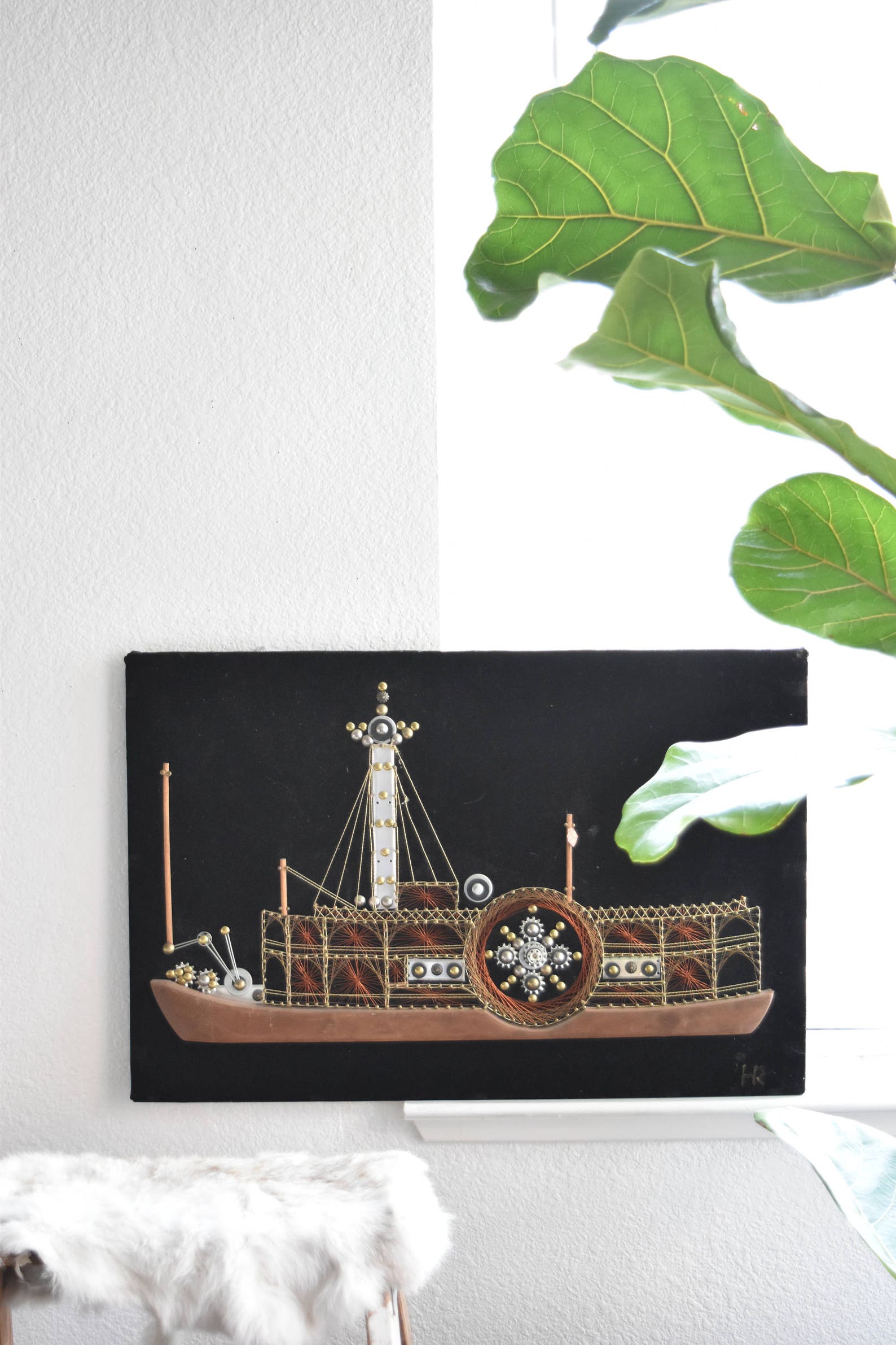 Signed Original Boat Ship Metal String Art Sculpture / Folk | Etsy