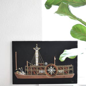 Signed Original Boat Ship Metal String Art Sculpture / Folk | Etsy