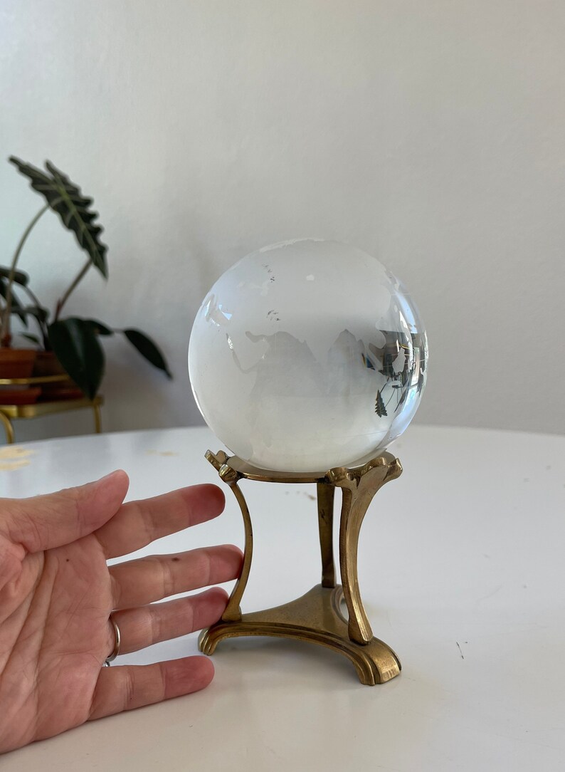 World Glass Ball Globe Office Paperweight on a Brass Stand - Etsy