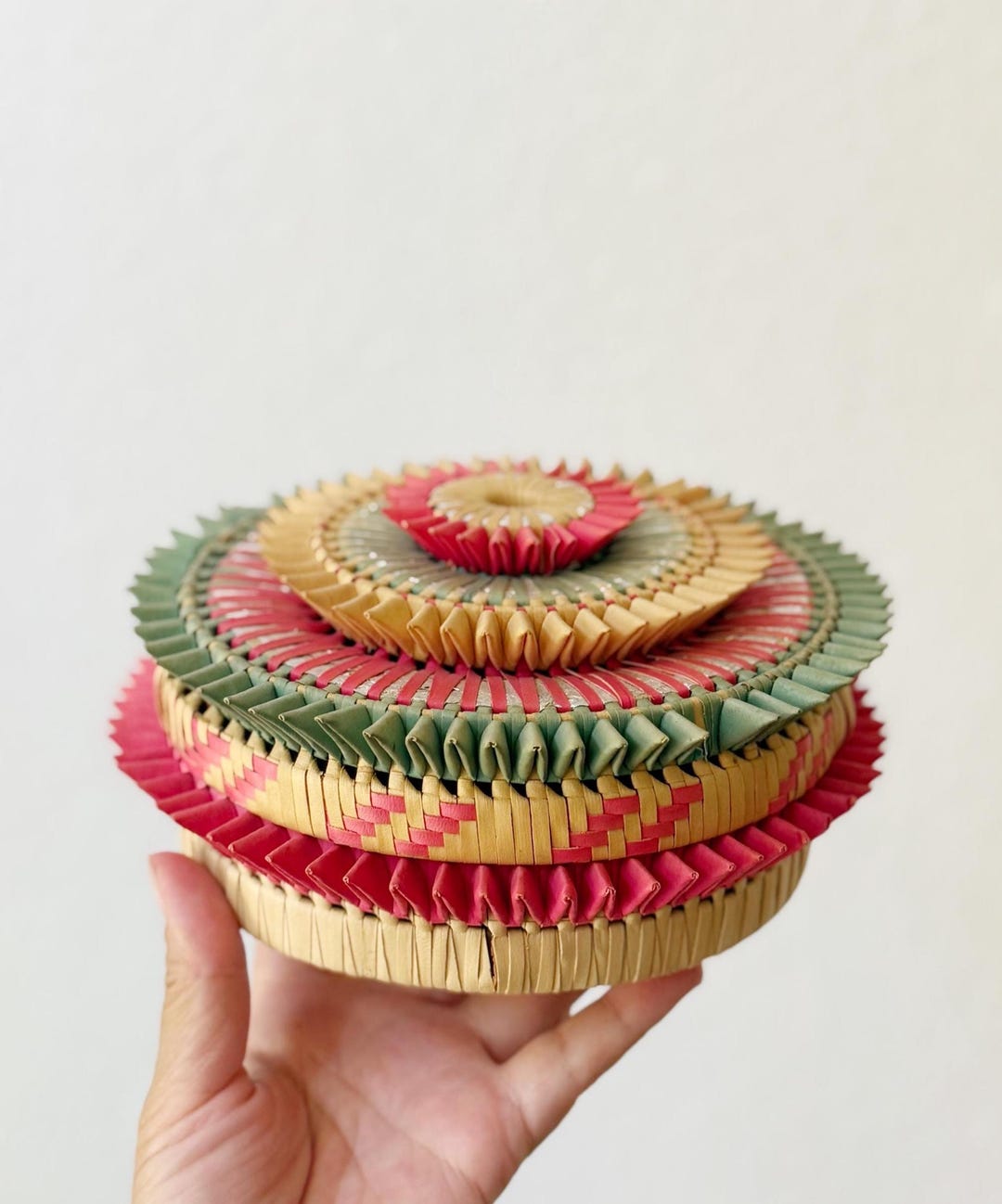 Handwoven Origami Basket With Lid: Colorful Boho Trinket Box - Etsy