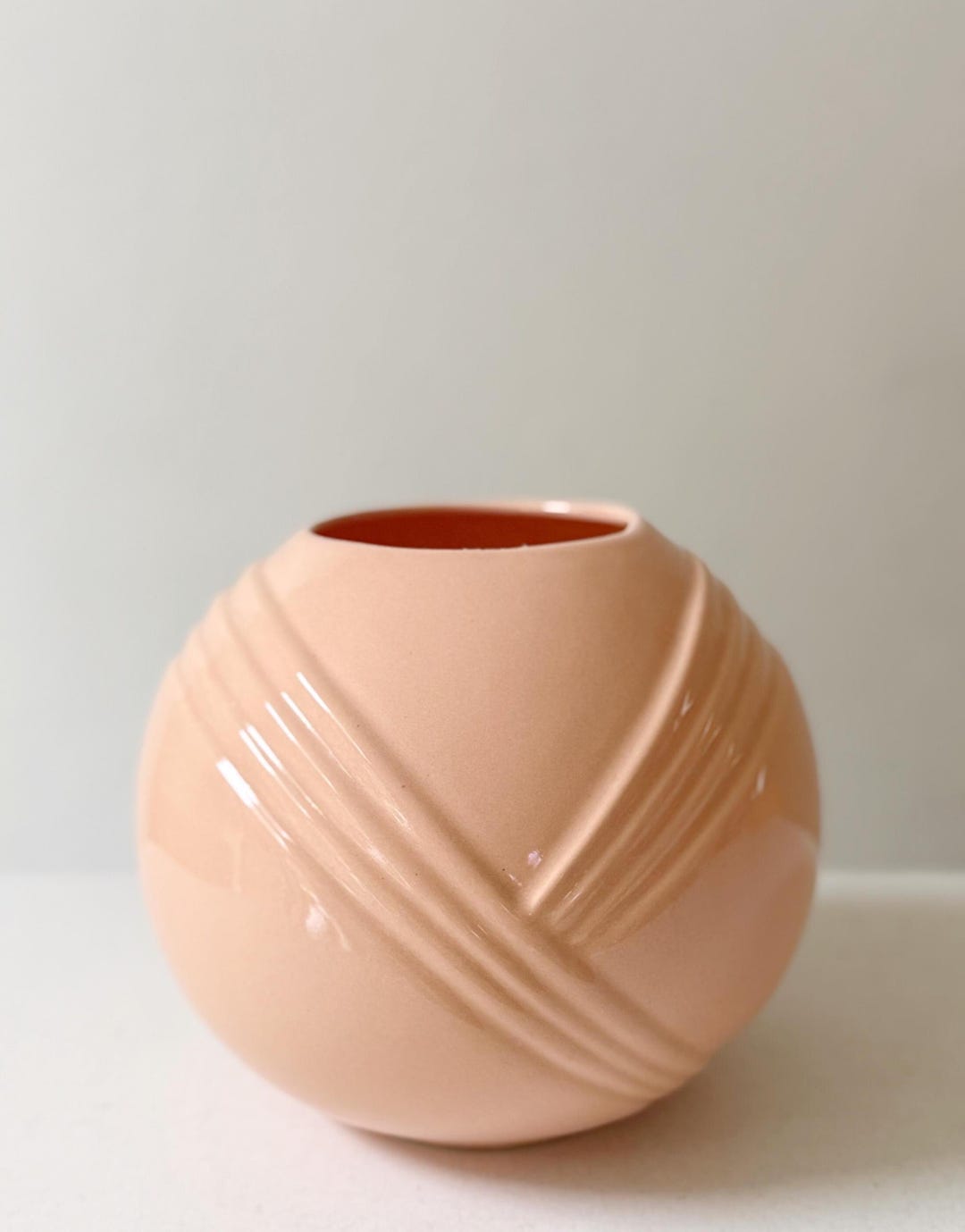 Postmodern Pretty Peach Pink Orb Ceramic Vase / Flower Pot - Etsy